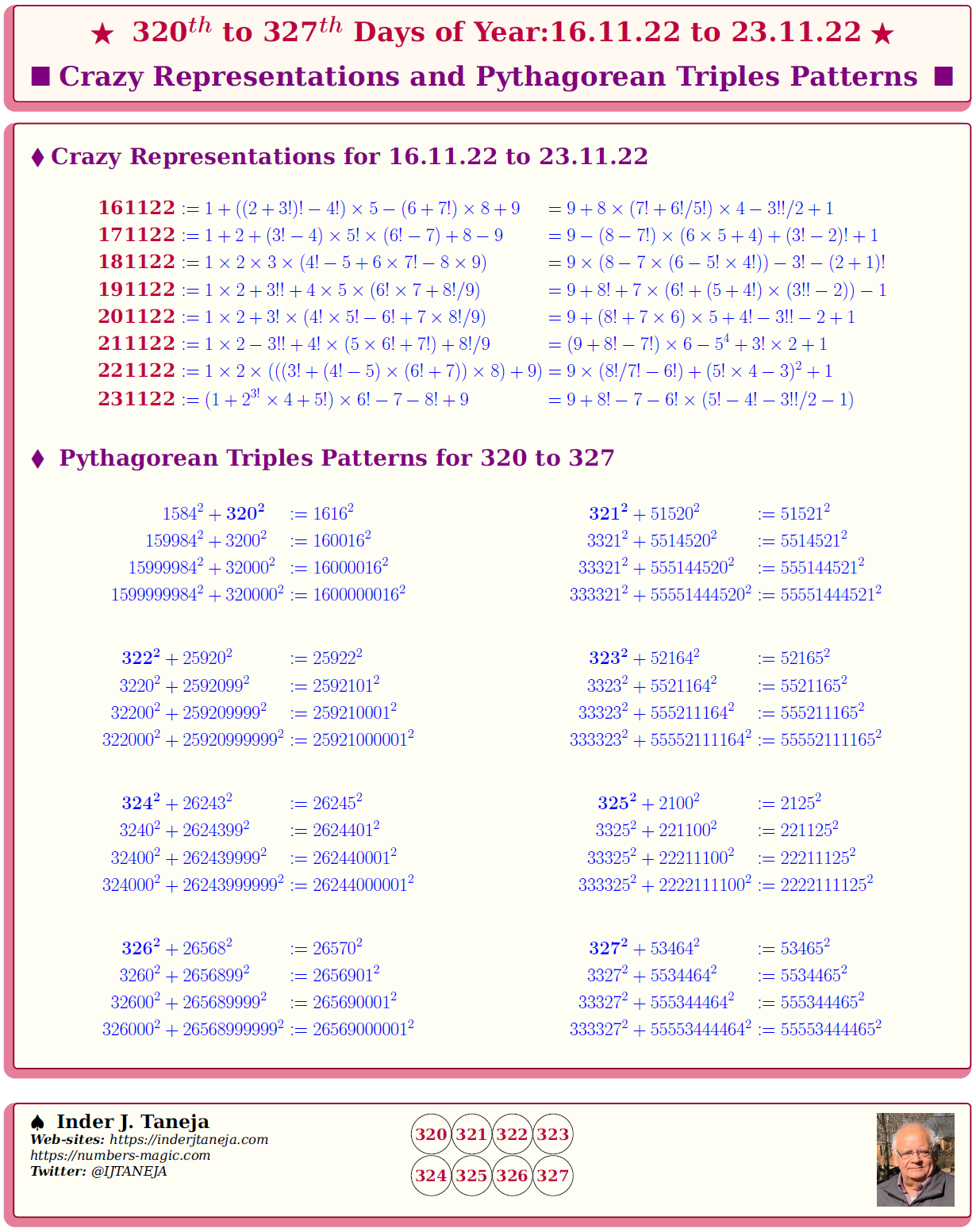 320th to 327th Days of Year: 16.11.22 to 23.11.22 – Crazy ...